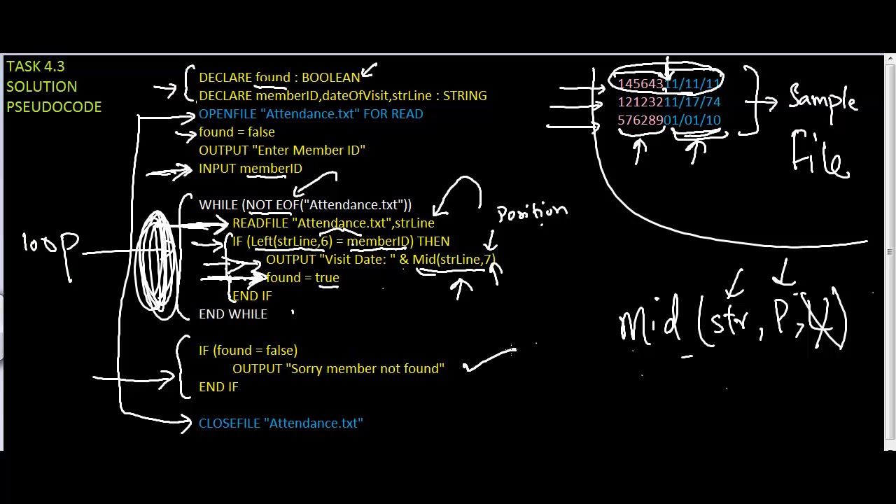 TASK 4 3 File Handling Pseudocode Visual Basic
