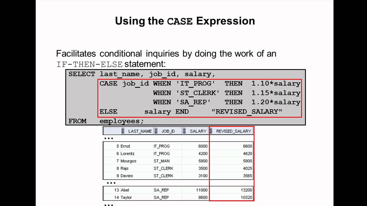 Oracle SQL Video Tutorial 26 - CASE Statements