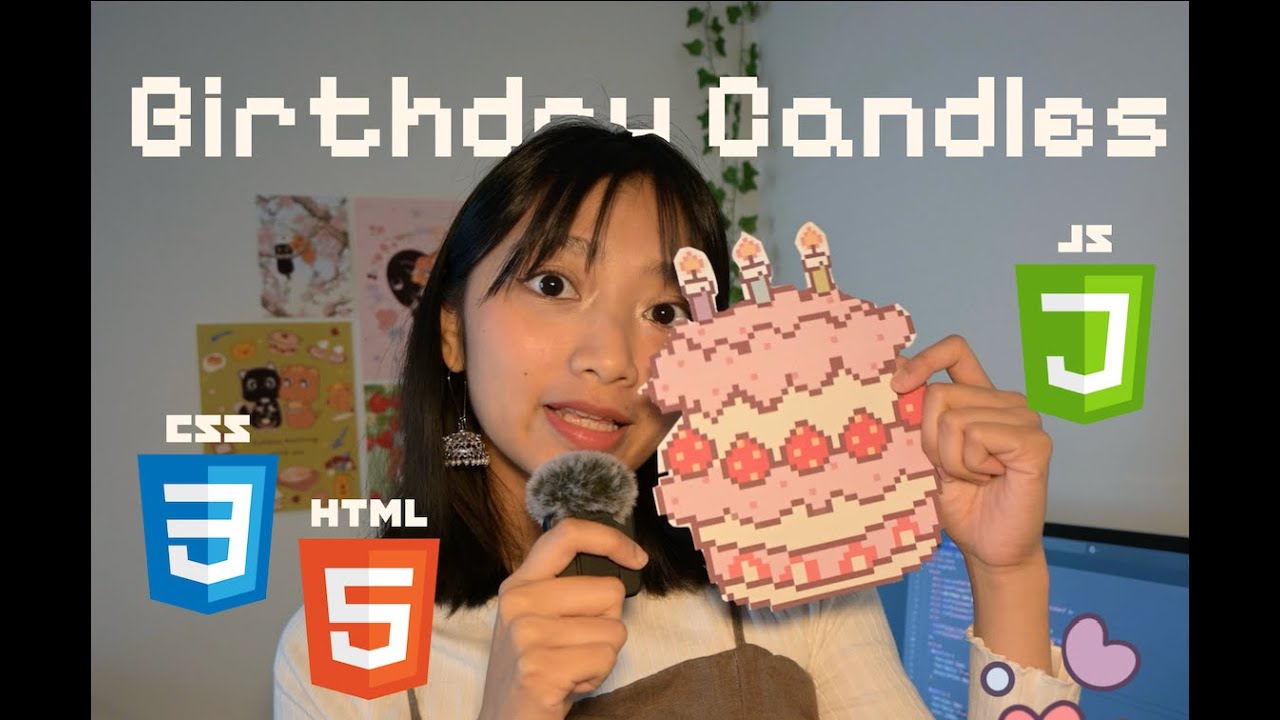 How to Create a Fun Birthday Cake with Blow-able Candles Website - Beginner Friendly (HTML+CSS+JS)