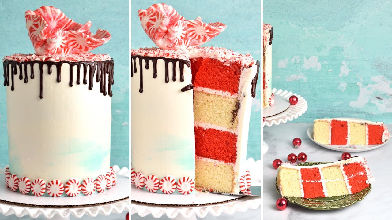 HOLIDAY PEPPERMINT CAKE and HOW TO MAKE A CANDY CAKE SAIL