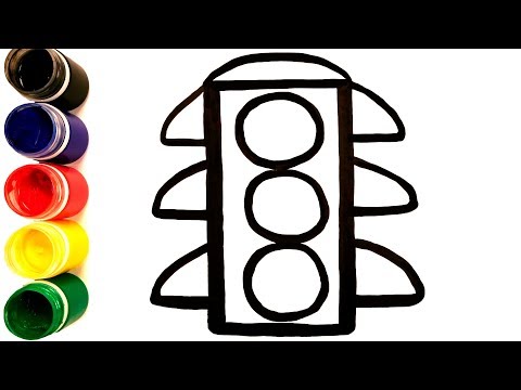 Traffic Light Drawing and Coloring for Kids | Colorful World