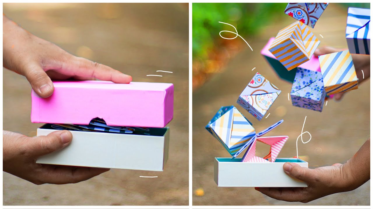 paper craft box | how to make a surprise box out of paper | origami surprise box