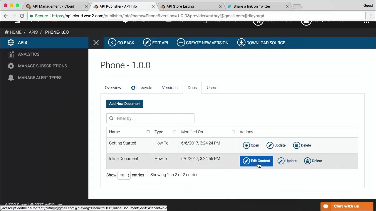 Adding API Documentation, WSO2 API Cloud Tutorial 4