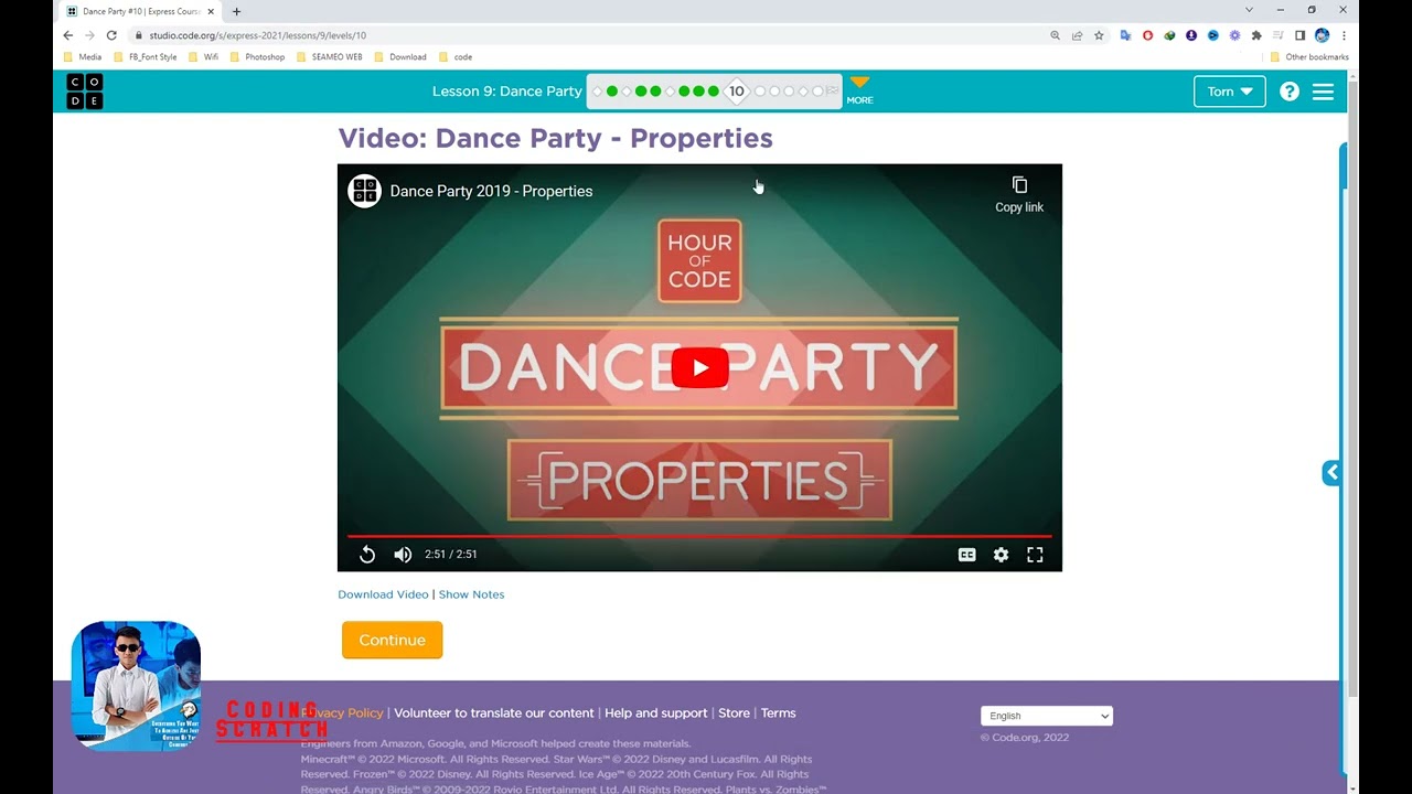 Code org Lesson 9 Dance Party ||  Code org Answer