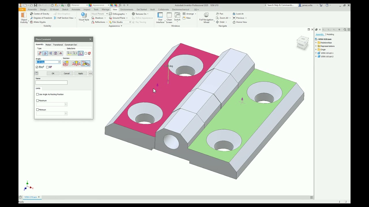 Inventor: The correct way to apply angular constraints