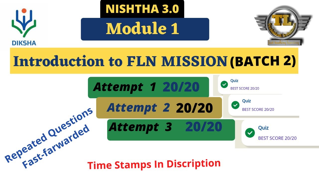 Nishtha 3.0 Module 1 answers || Introduction to FLN Mission (BATCH 2) (Diksha)