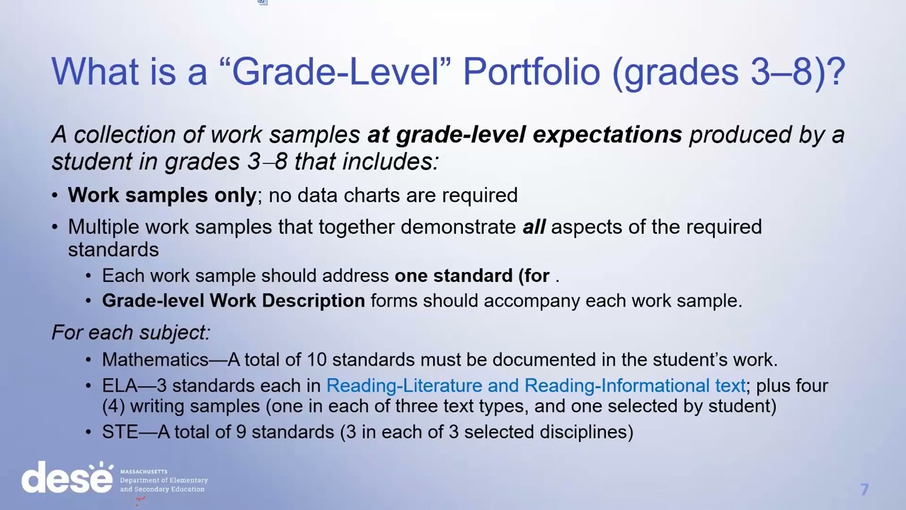 MCAS-Alt Grade Level Competency Portfolios