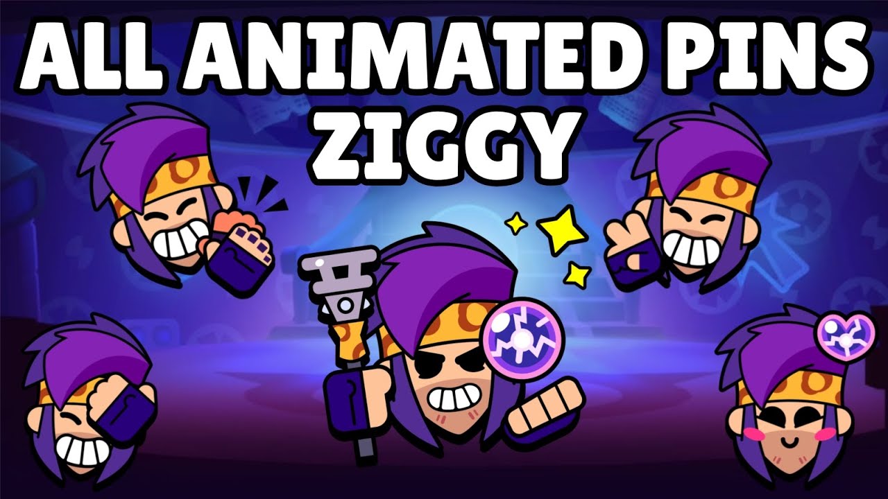 Ziggy Pins (Animated) | Brawl Stars | Gray Screen 