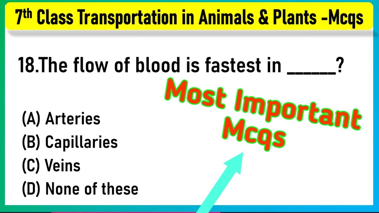 Transportation in Animals and Plants Class 7 MCQ Questions With Answers CBSE