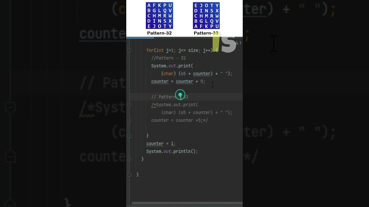 Java Pattern-32,33 | 500 Java Pattern Programs #shorts #java #coding #programming