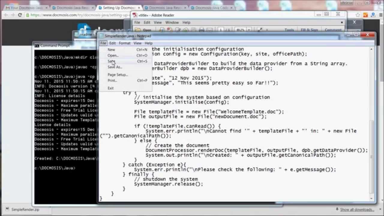 Simple Render using Docmosis Java