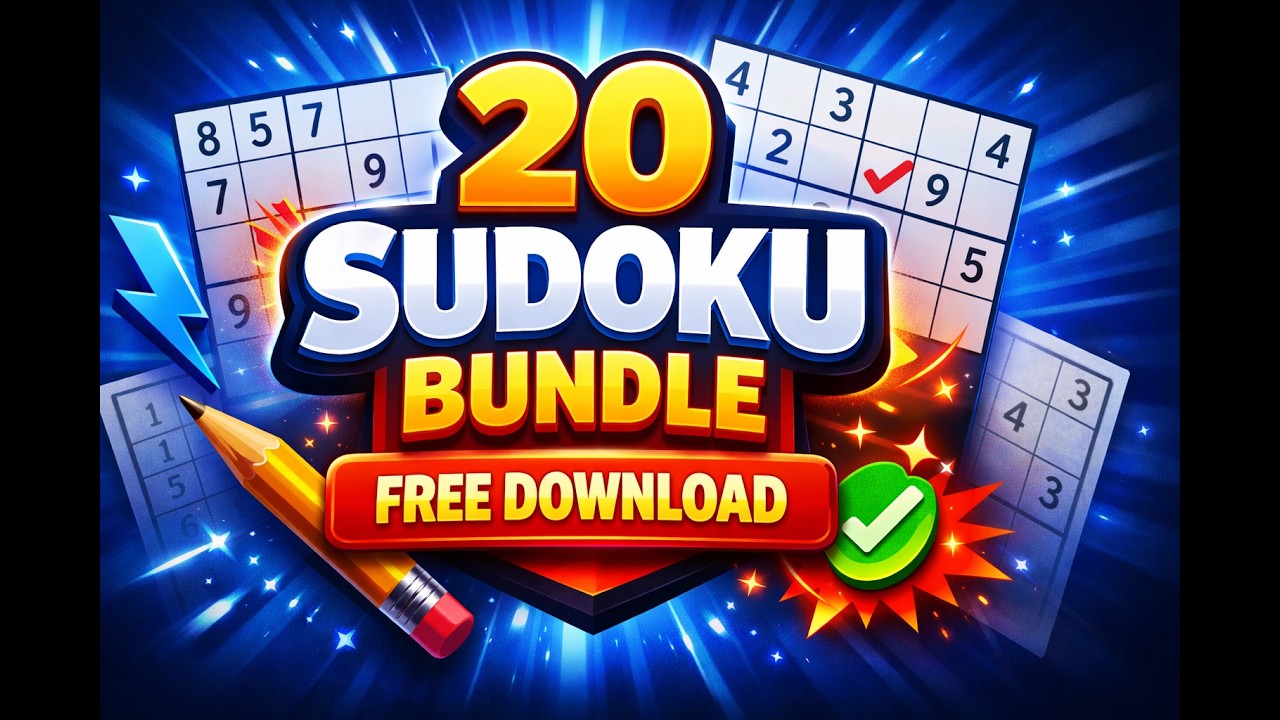 Free 20 Sudoku Puzzle Bundle | Instant Download Printable Pack