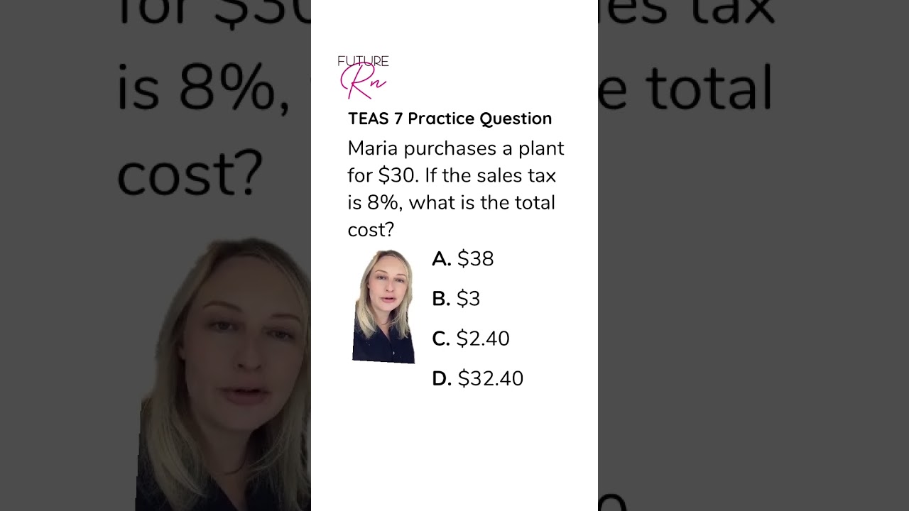 TEAS 7 Math Practice Question #futureRN #teas7