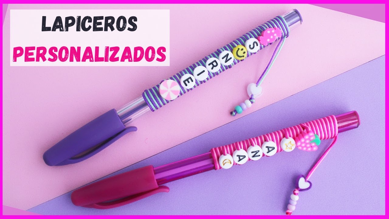 💜 Como decorar LAPICEROS o BOLÍGRAFOS con hilos y figuras de acrílico / lapiceros personalizados