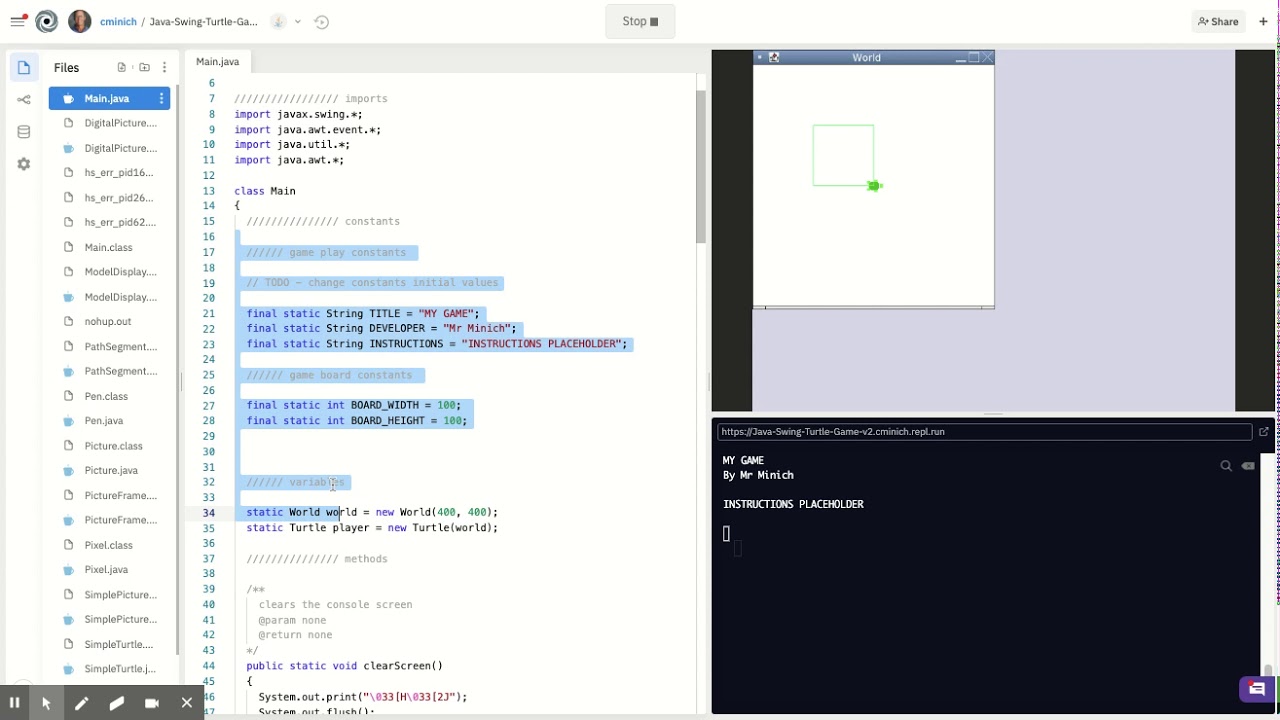 Java Turtle Game create a Java method from a Python function