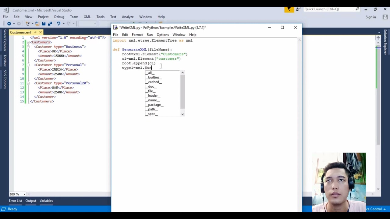How to create and write XML file in Python...
