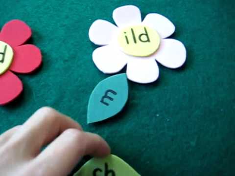 Grade1 - Reading, phonics, spelling game: match leaves and flowers with "ild" or "ind" end sounds.