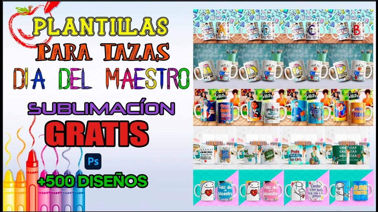 PLANTILLAS PARA TAZAS | DIA DEL MAESTRO | GRATIS | PHOTOSHOP