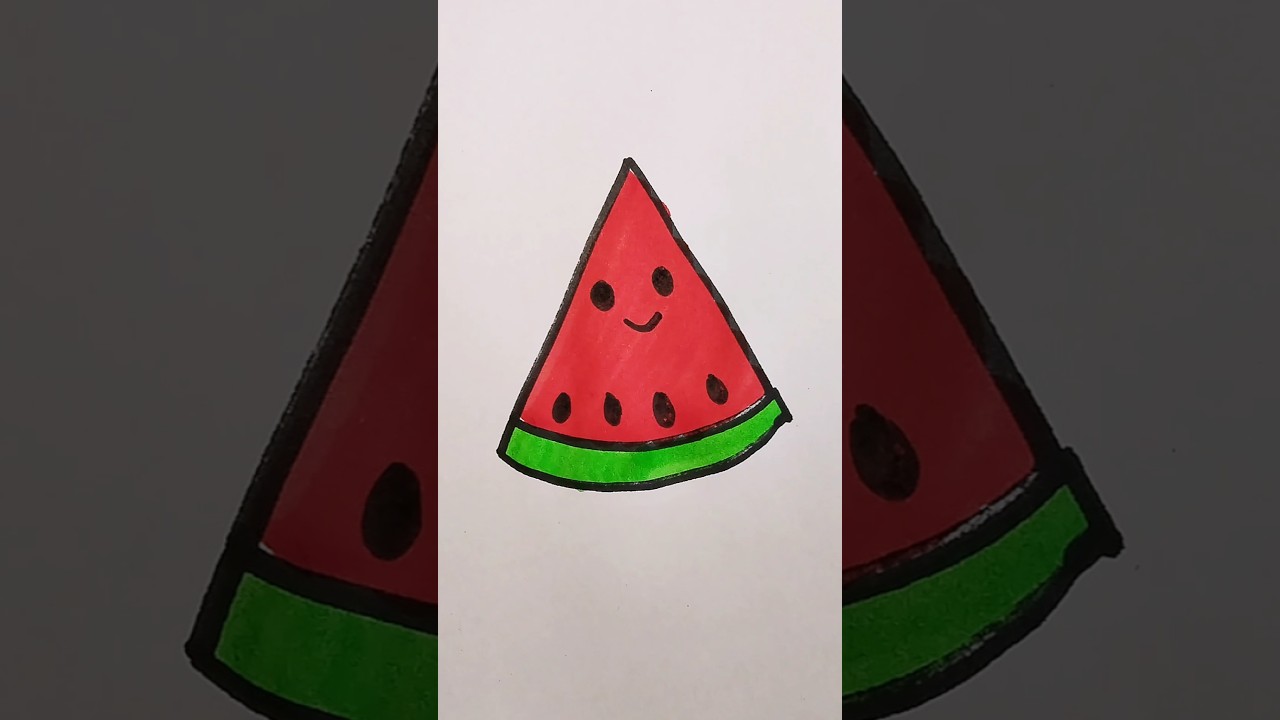 Watermelon 🍉 Easy Drawing For Kids #watermelon #trending #painting #kidstvforfun #shorts #drawing