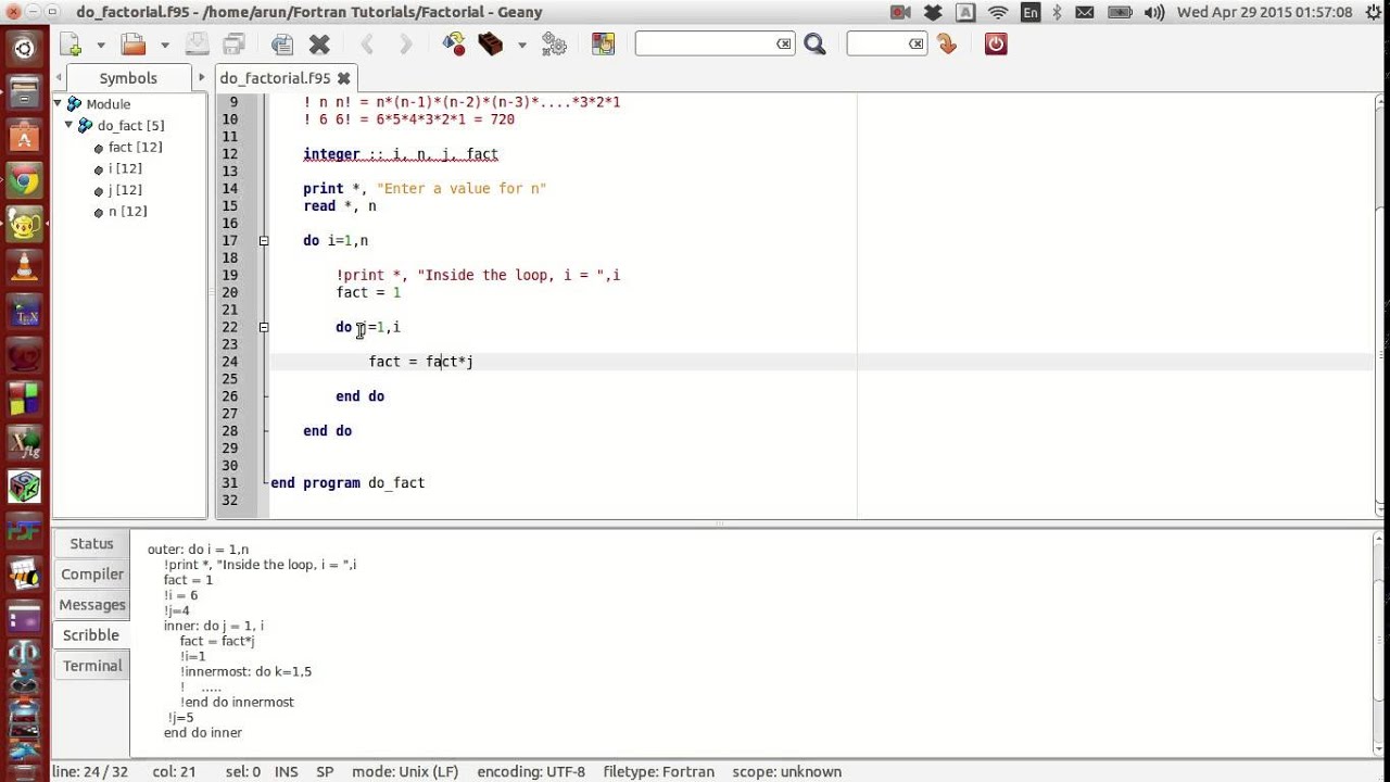 Fortran Programming Tutorials (Revised) : 019 : Nested do loops, labels