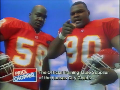 Bill Grigsby, Derrick Thomas and Neil Smith in a vintage Price Chopper commercial