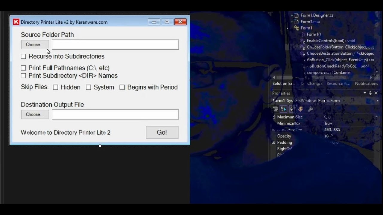 Rewriting Directory Printer Lite in C# for .NET 4.8 WinForm – Karenware.com Blog