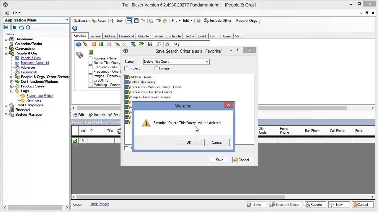 Favorites   Deleting Saved Queries