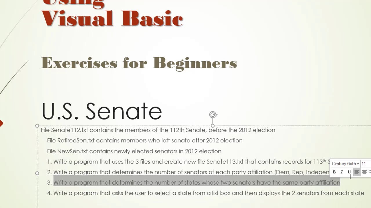 Introduction To Programming Using Visual Basic - U.S. Senate