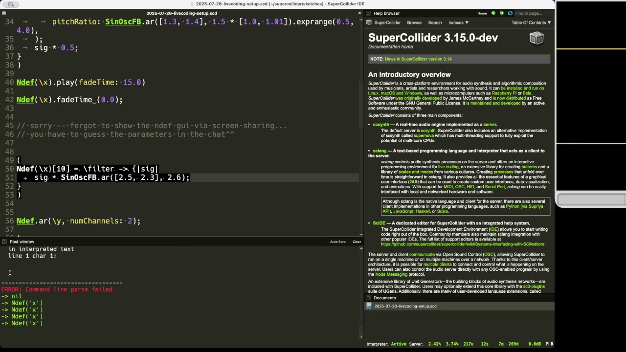 SuperCollider 3.14 Release Party: 19:20 - capital-G - Live coding SuperCollider
