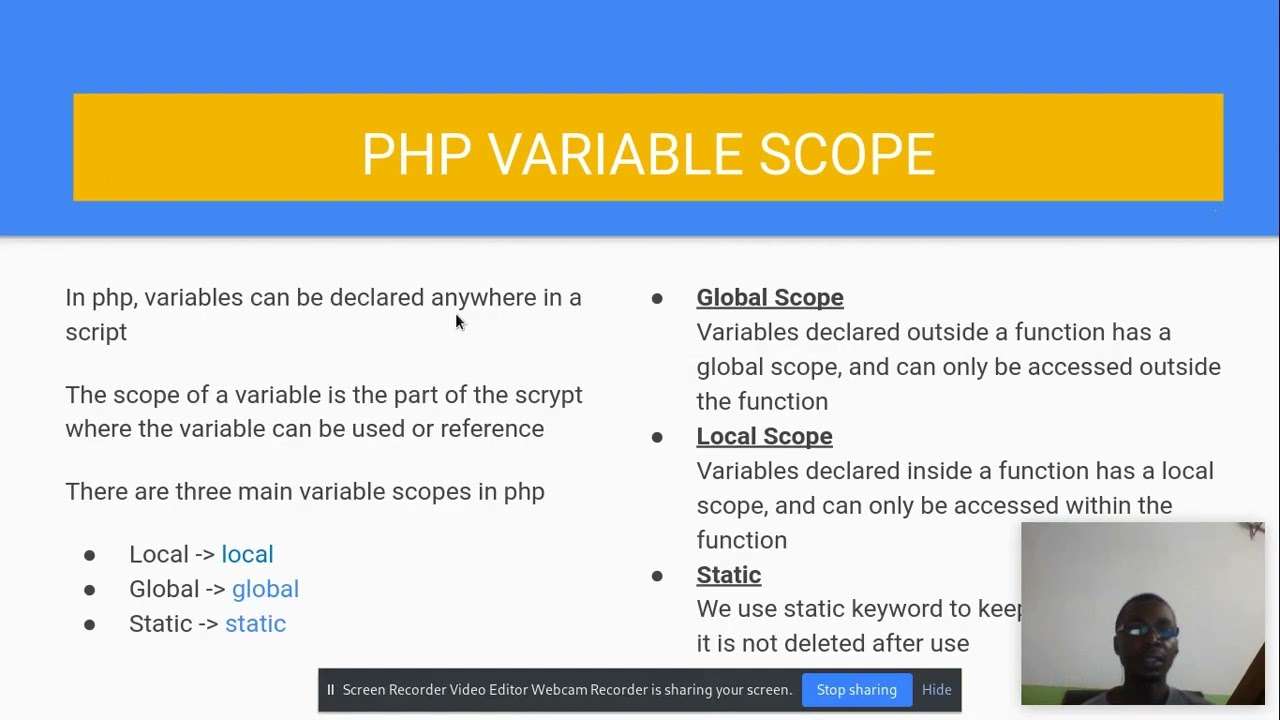 3. Variables and Variable Scope in PHP