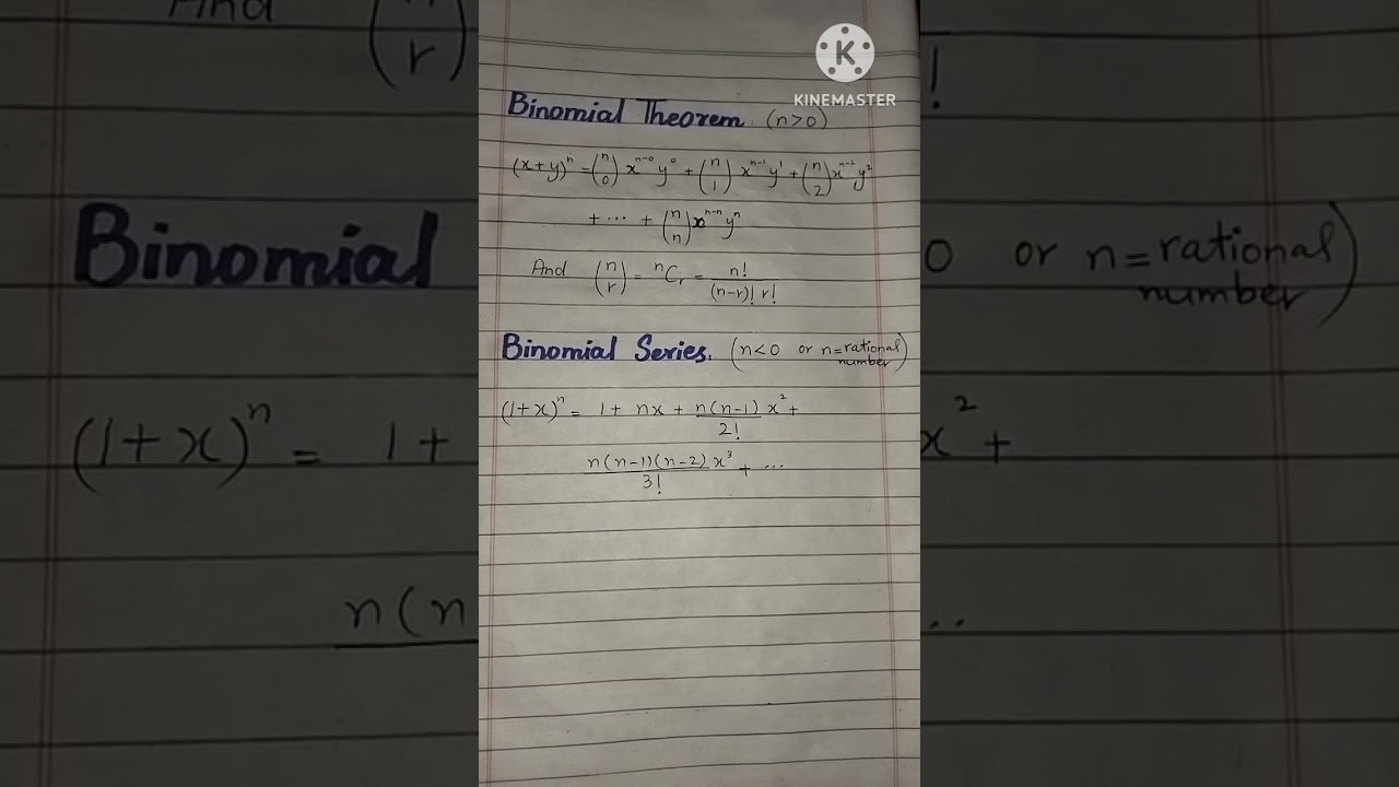 Binomial Theorem ||  Binomial Series