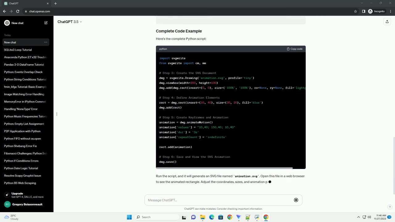 How to create an animation with the svgwrite library in python