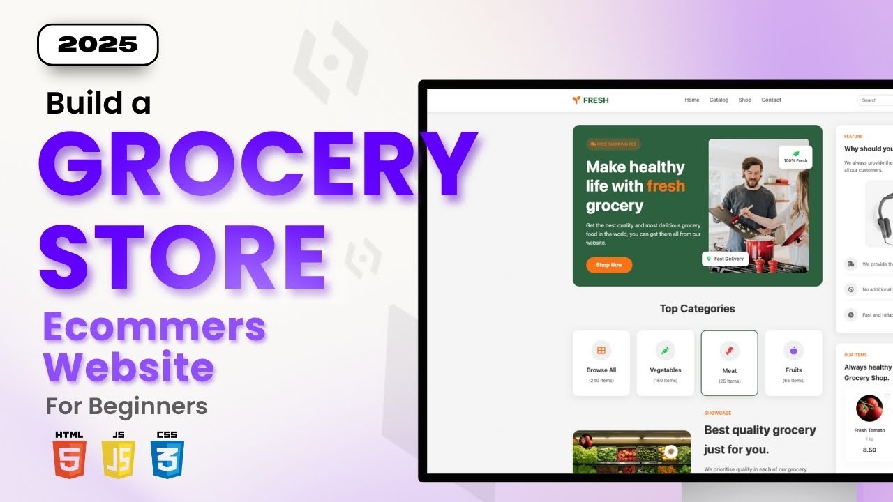 Build a Online Grocery Store Website | HTML CSS JavaScript Project for Beginners