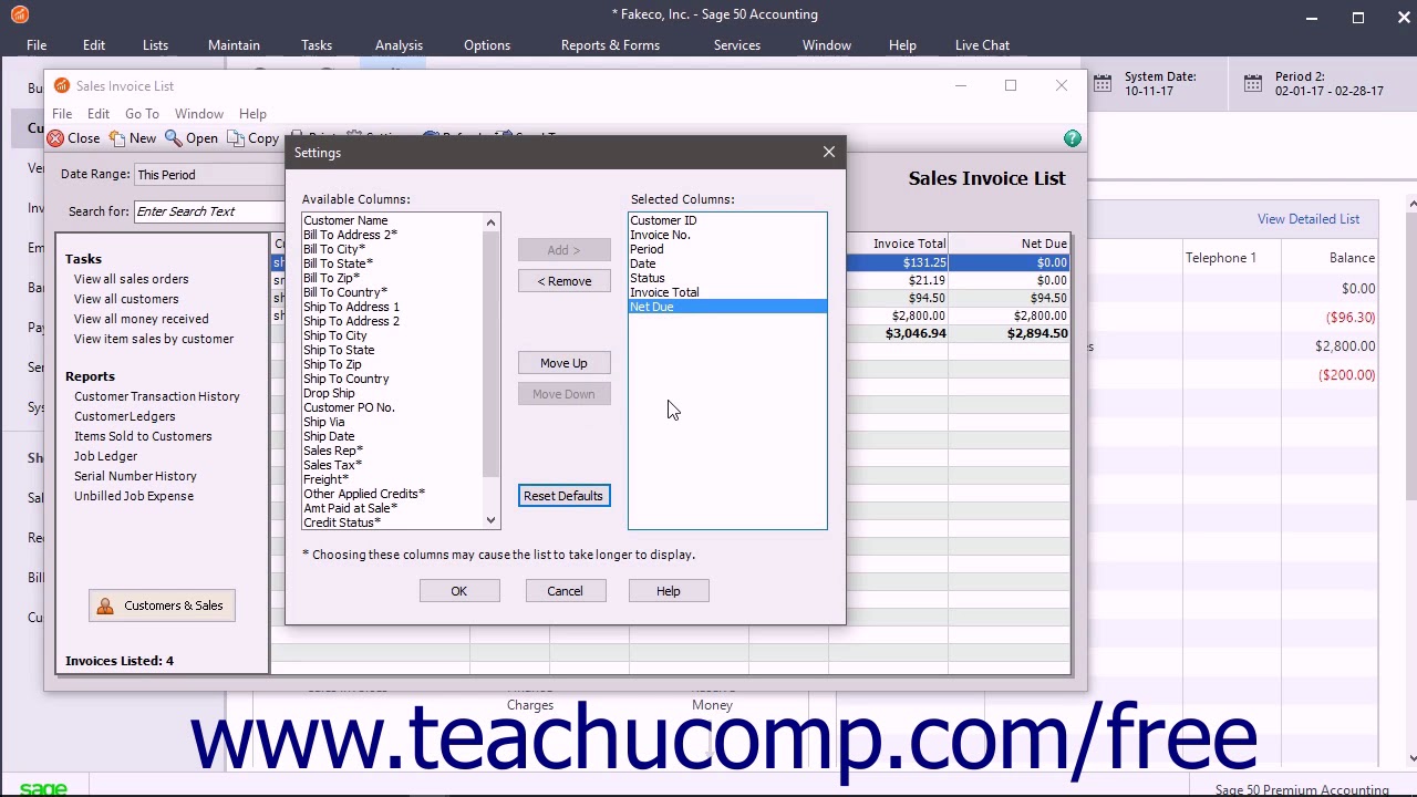 Sage 50 2018 Tutorial Using Lists Sage Training