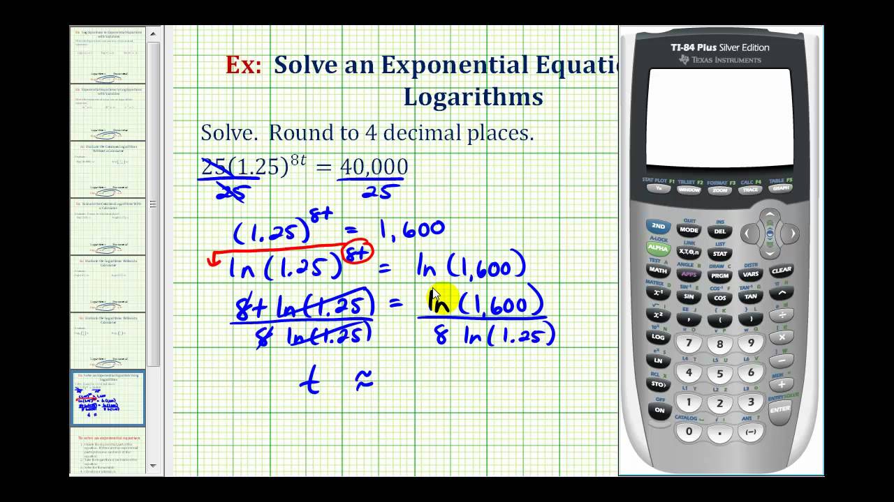 Ex: Solve an Exponential Equation Using Logarithms