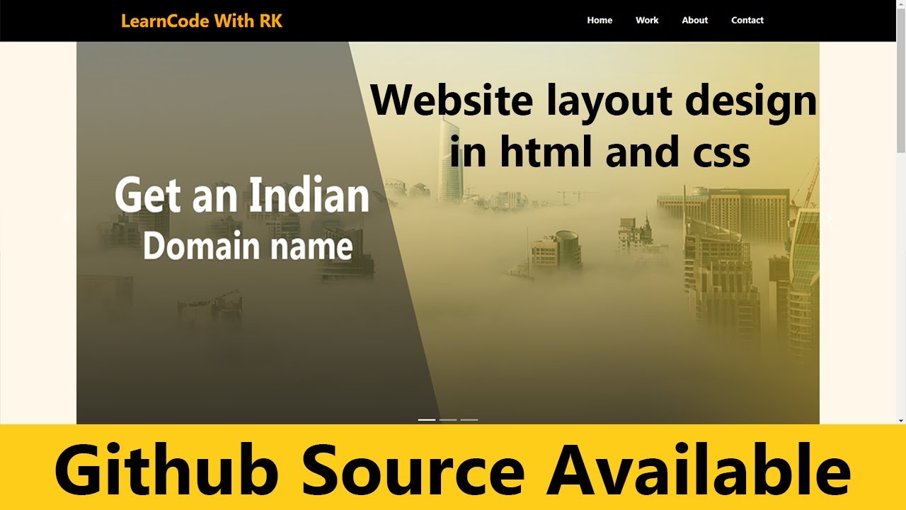 Website layout design in html and css. Basic website layout example.