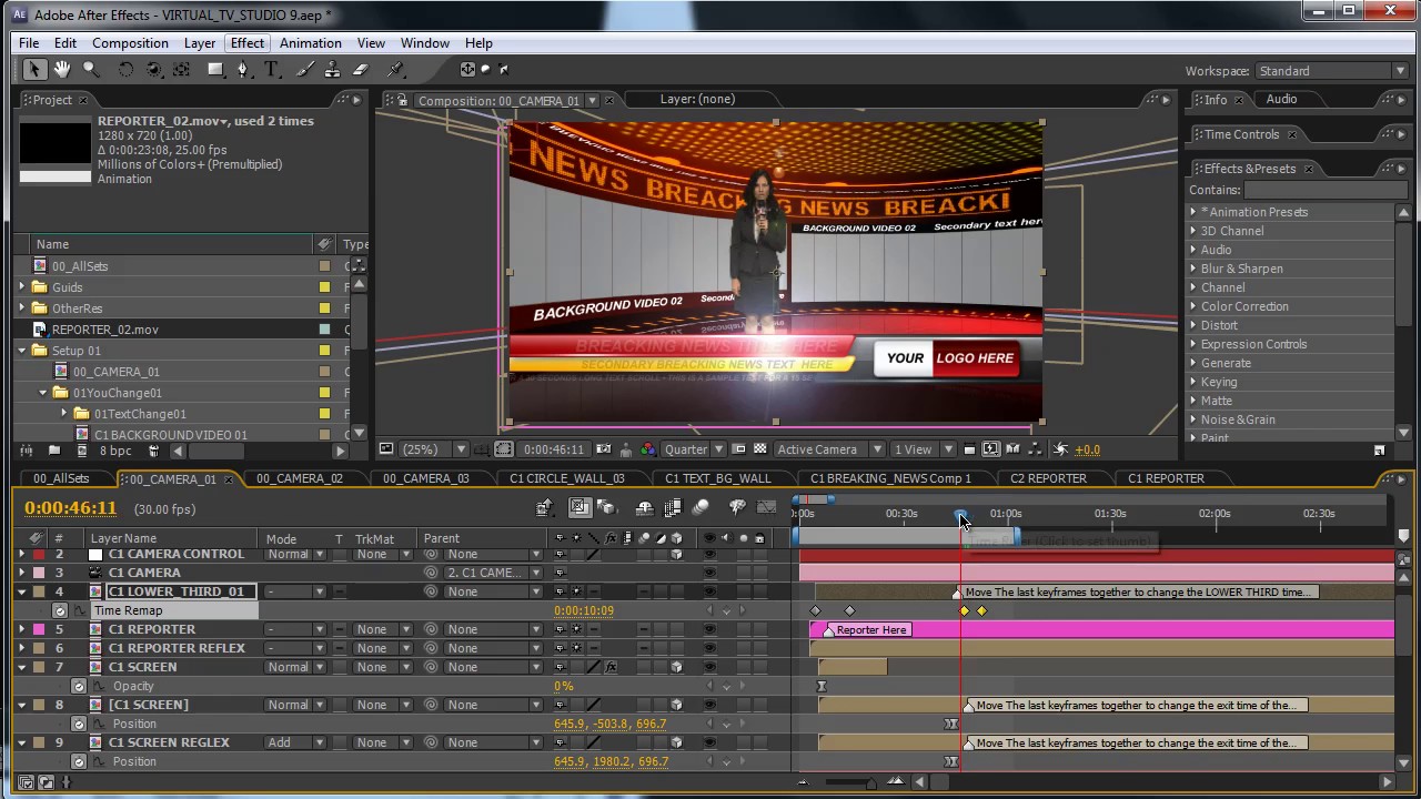 After Effects Template Virtual Studio TV Set Tutorial | Bluefx