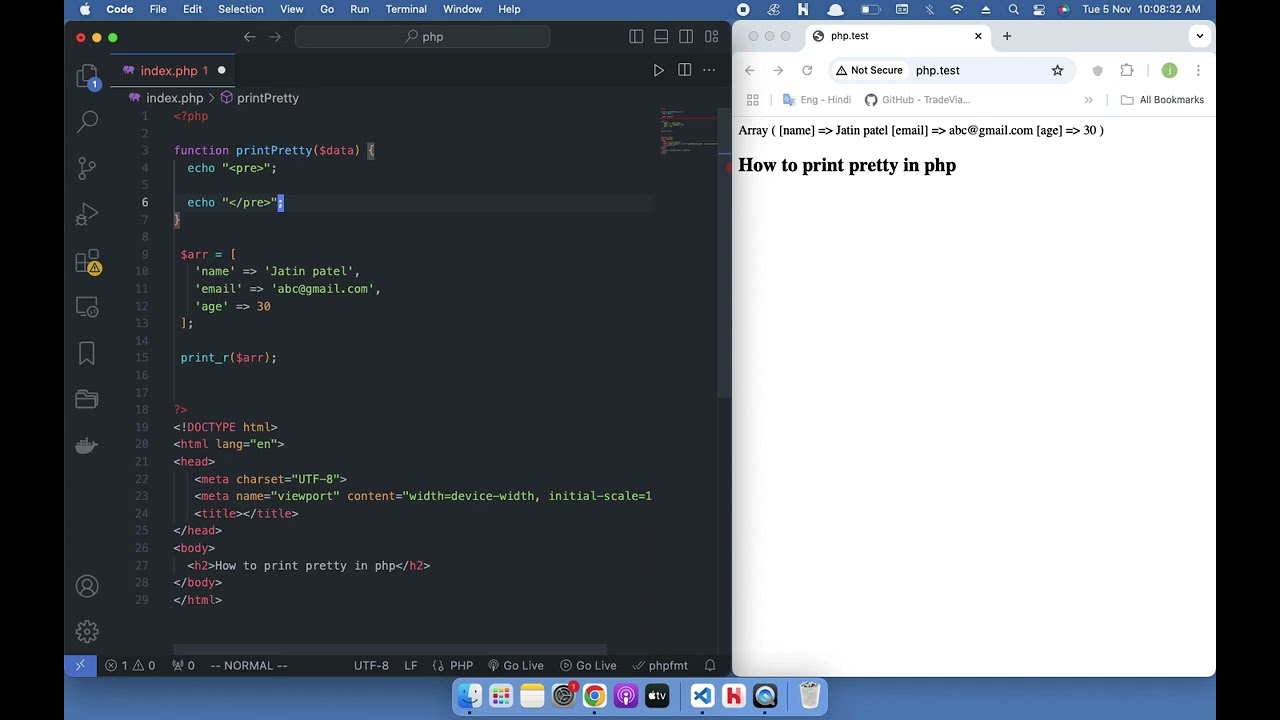 how to print pretty array in php
