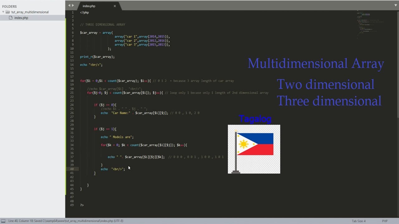 Multidimensional Array in PHP Tagalog Tutorial