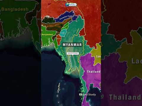Myanmar Through Map Animation #myanmar #geostudy #worldgeography #upsc #upscexam #mapanimation