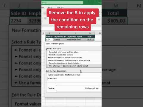 How to change the color of a row in Excel based on a condition ?