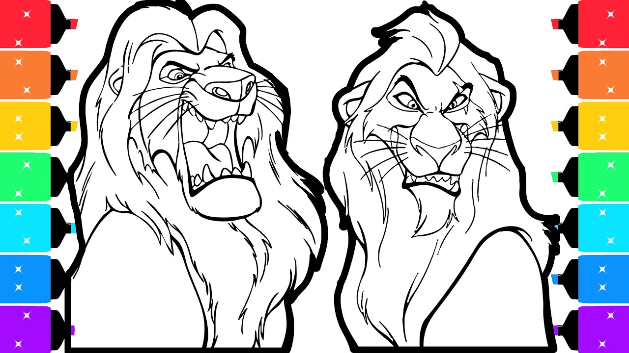 The Lion King Coloring Pages | Coloring Mufasa Roaring on Scar | Markers