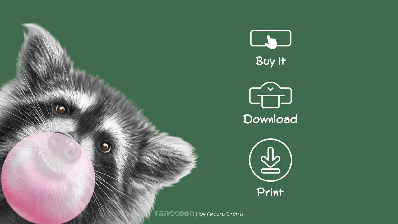 Cute Raccoon Bubblegum ~ Sublimation Designs ~ Raccoon balloon ~ PNG Instant download