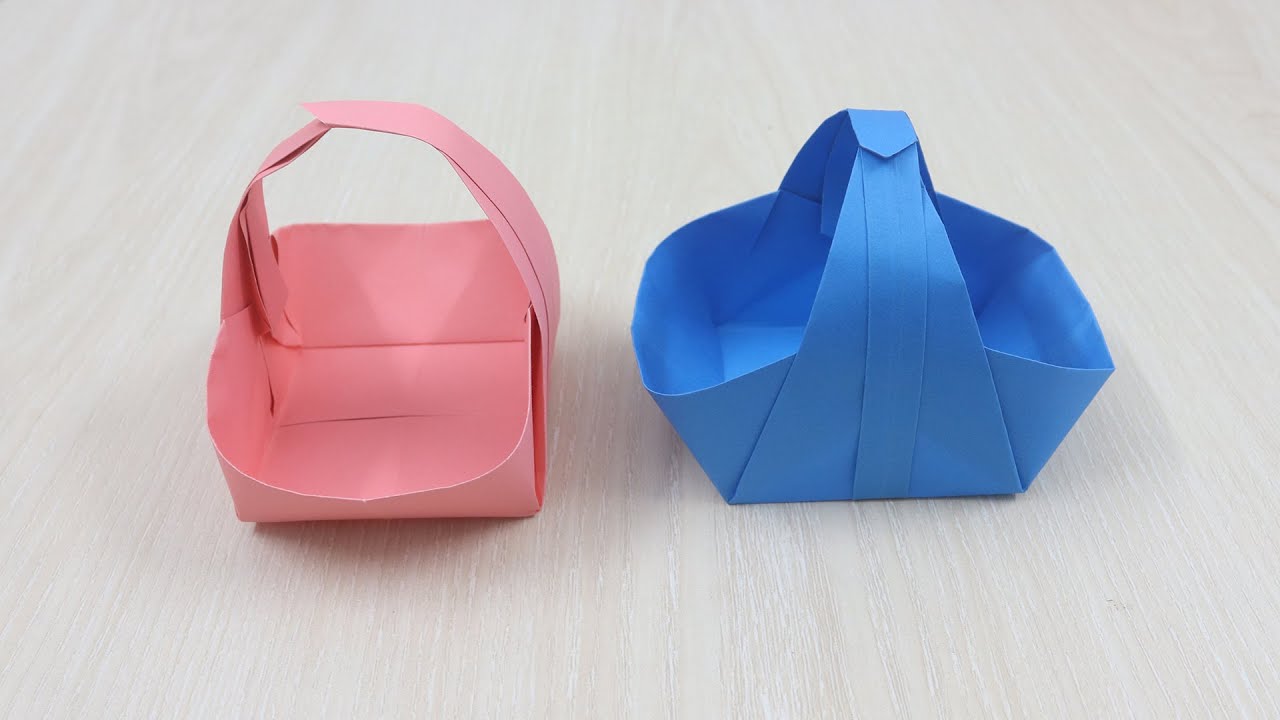 How to Make a Paper Basket with Handle - Origami Basket without glue
