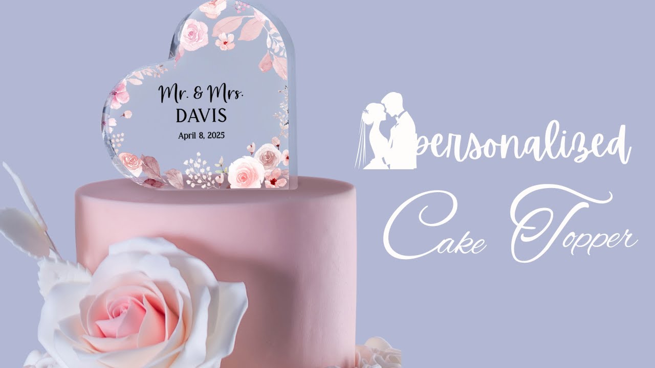 Mr. & Mrs. Wedding Cake Topper - Clear Acrylic - Made on Order
