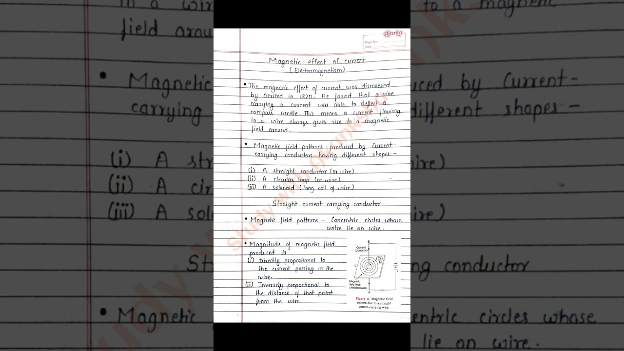 Class 10 physics S Chand | Magnetic effect of electric current notes | CBSE | NCERT | BSEB | SCIENCE