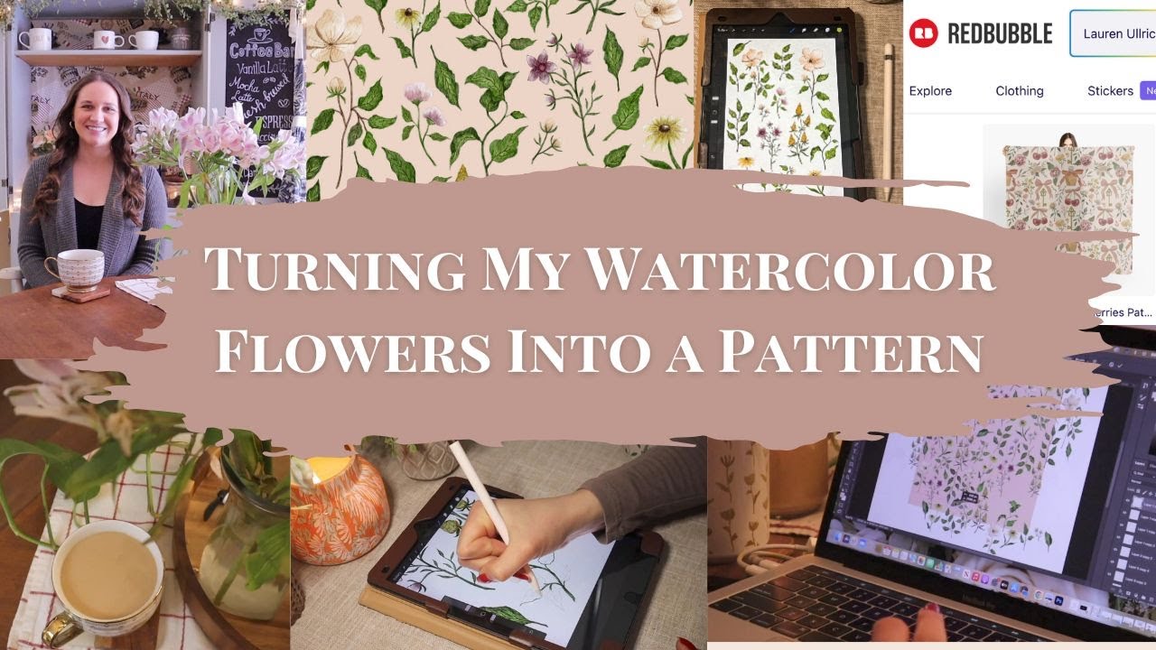 Turning My Watercolor Spring Flowers into a Seamless Pattern! ✨