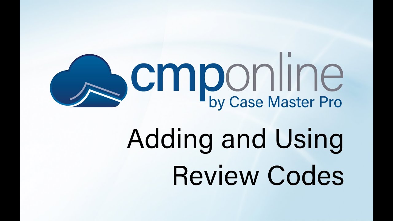 CMPOnline - Adding and Using Review Codes
