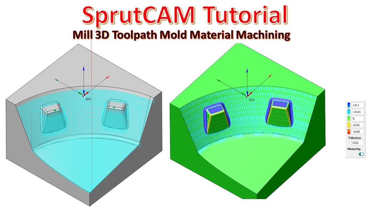 SprutCAM Tutorial #130 | Mill 3D Toolpath Mold Material Machining