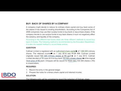COMPANIES 5 - Buy back of shares (Issued Price)
